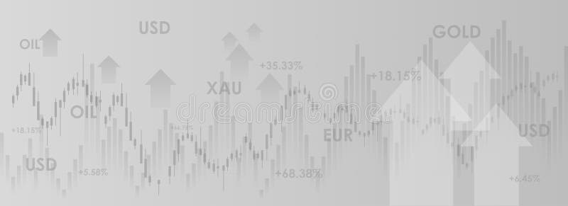 Abstract Grey Financial Graph and Candle Stick Stock Illustration ...