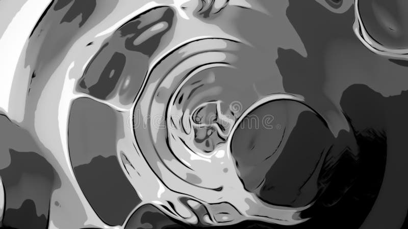 Abstract Grey Liquid Circles and Rings. Motion. Spreading Floating ...