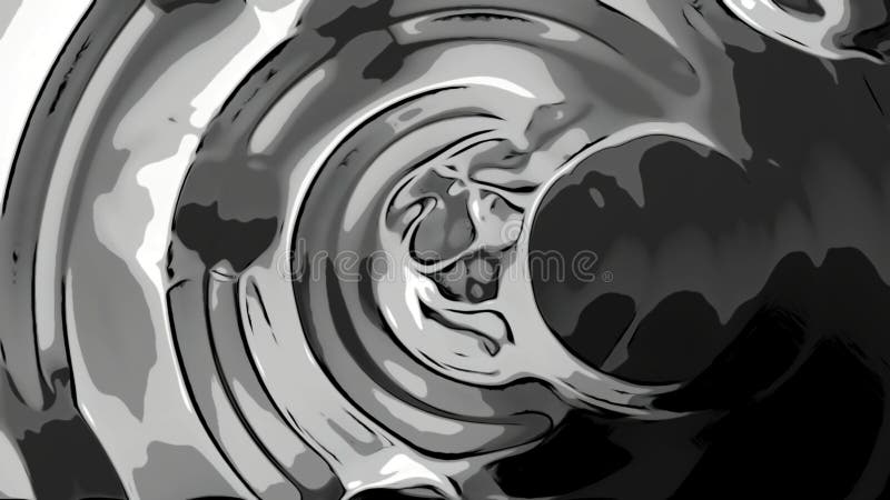 Abstract Grey Liquid Circles and Rings. Motion. Spreading Floating ...