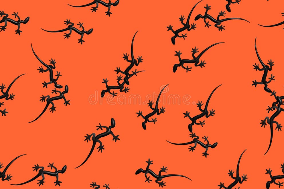 Abstract Grey Lizards Seamless 3D Pattern on Orange Stock Illustration ...