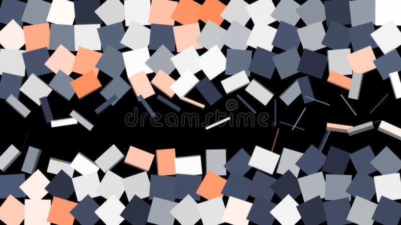 Abstract Grey and Orange Bright Squares Changing and Moving on Black ...