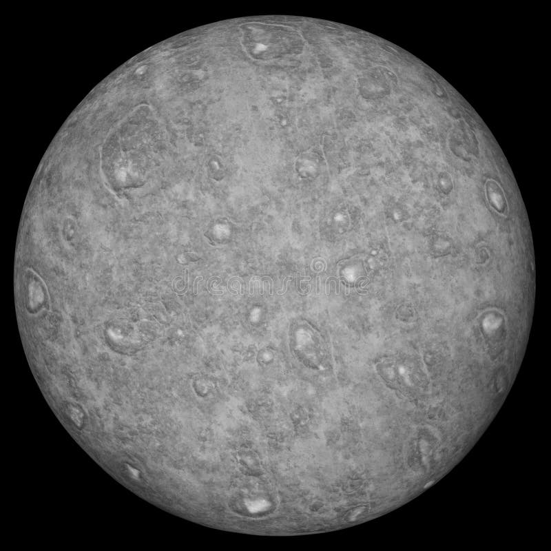 Grey Planet with Rock Surface in the Space Isolated on White. Stock ...