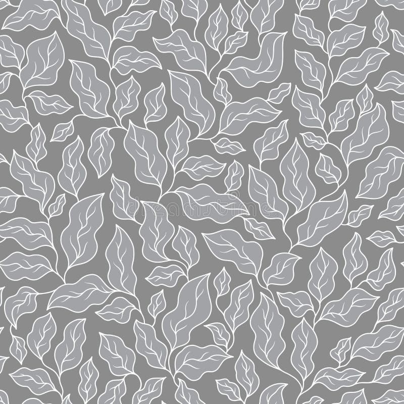 Abstract Grey Seamless Pattern with Leaves. Vector Stock Vector ...