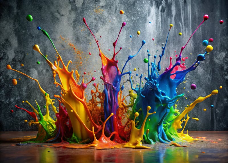 Abstract Grey Splash Painting Background with Multicolor Texture a ...