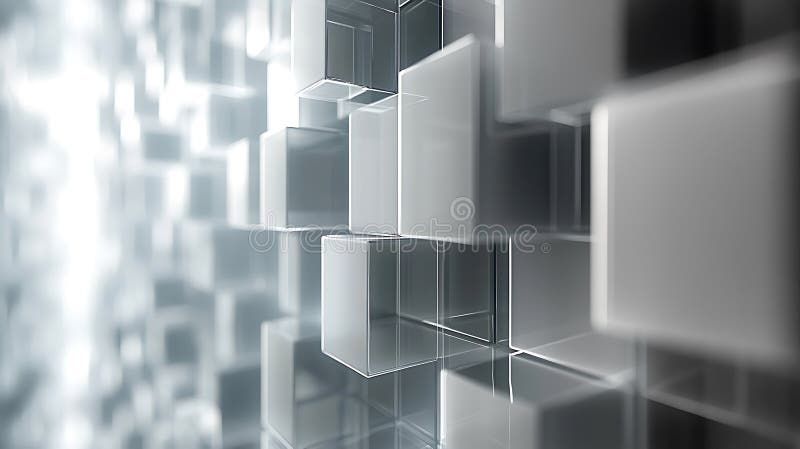 Abstract Grey Tones Stacked Cubes Background with Reflective Surfaces ...