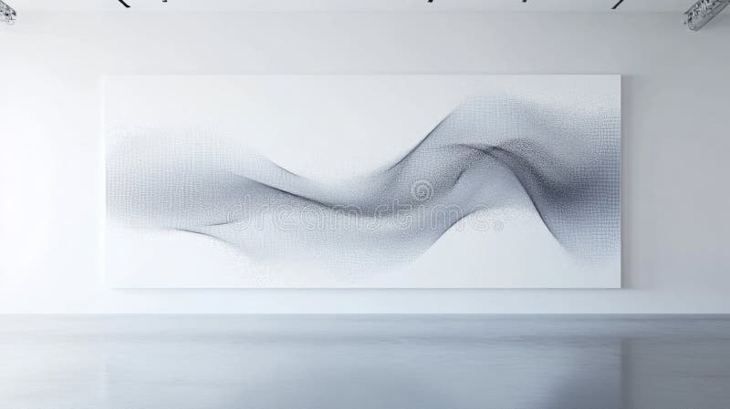 Abstract Grey Wave Dot Pattern on White Canvas in Modern Gallery Stock ...