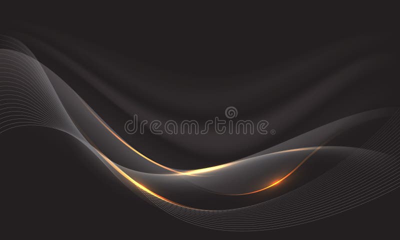 Abstract Grey Wave Gold Light on Black Luxury Design Creative Modern ...