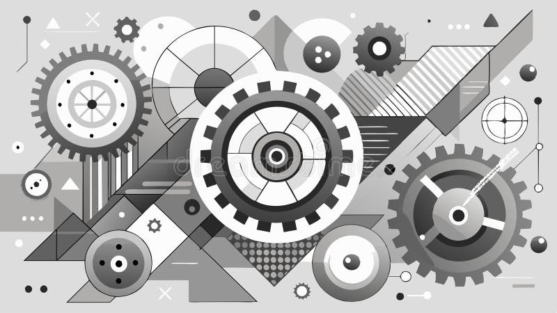 Abstract Grey and White Gear and Tech Geometric Design Background Stock ...