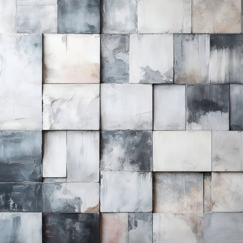 Abstract Grey and White Tile Wall Art Installation Stock Image - Image ...