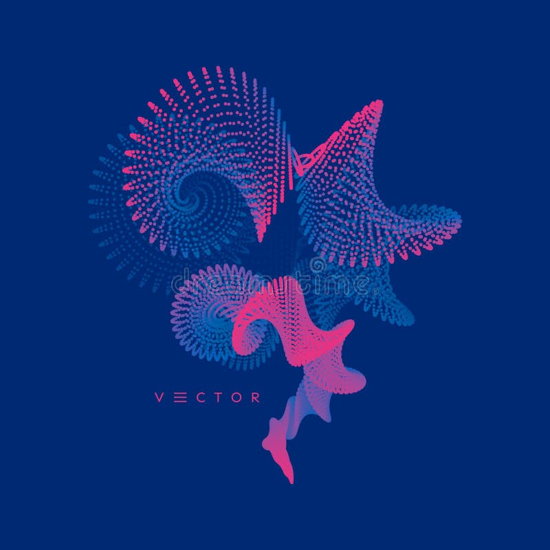 Abstract Grid Design with Dynamic Particles. 3d Vector Illustration ...