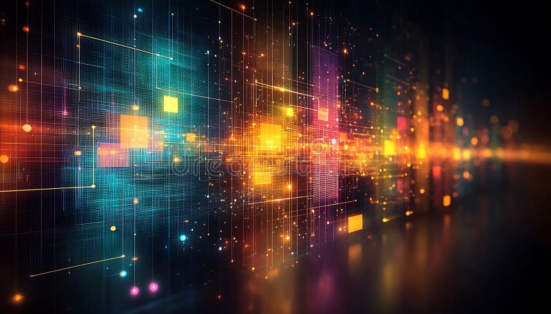 Abstract Grid Glows in Digital Dimension, Background Stock Photo - Image of connection, squares ...
