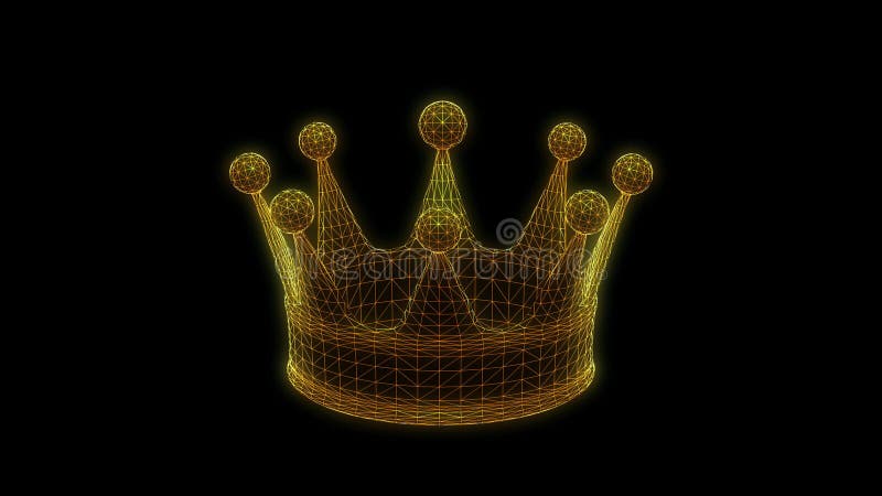 Abstract Grid Golden of Crown Rotating on Dark. Concept Futuristic ...