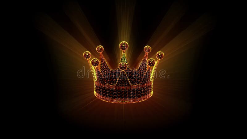 Abstract Grid Golden of Crown Rotating on Dark. Concept Futuristic ...