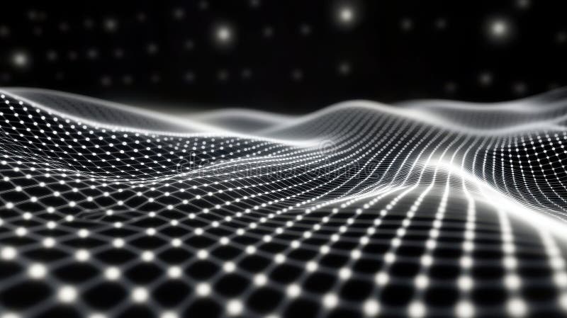 An Abstract Grid of Luminous Dots is Depicted on a Black Background ...