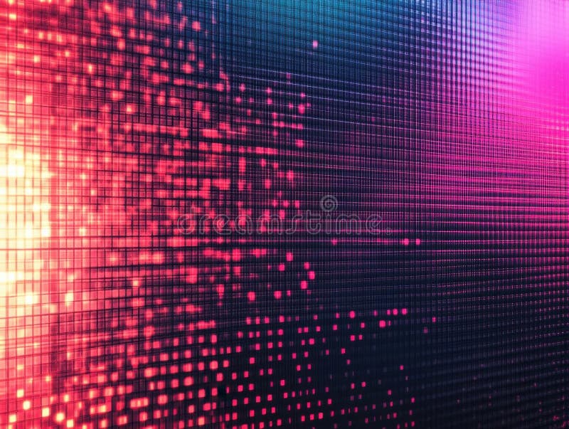 Abstract Grid Pattern with Fading Lights, Digital Pixel Art, Geometric ...