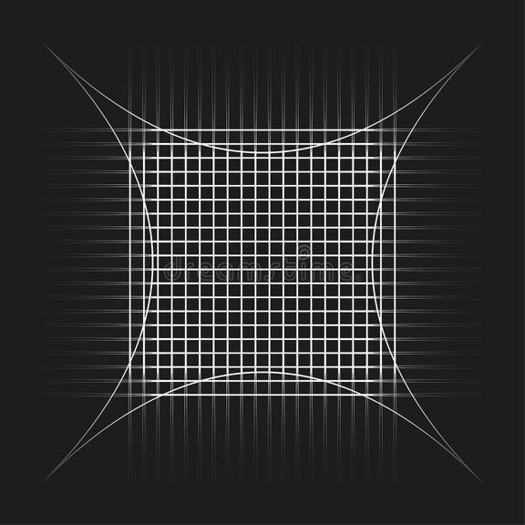 Abstract Grid Pattern. Geometric Optical Illusion. Vector Wireframe Illustration. Symmetrical ...