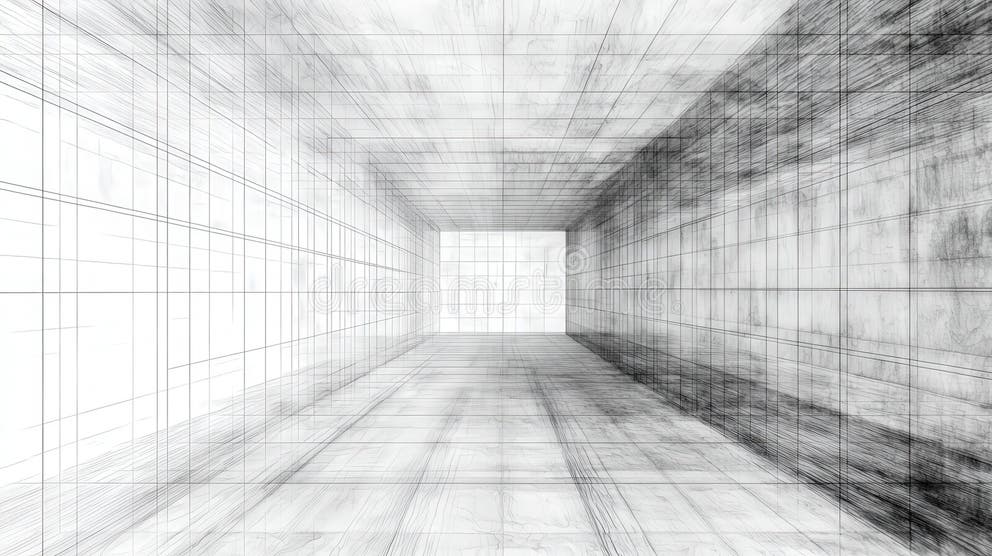 Abstract Grid Structure Deconstructing Lines in a Minimalist Space ...