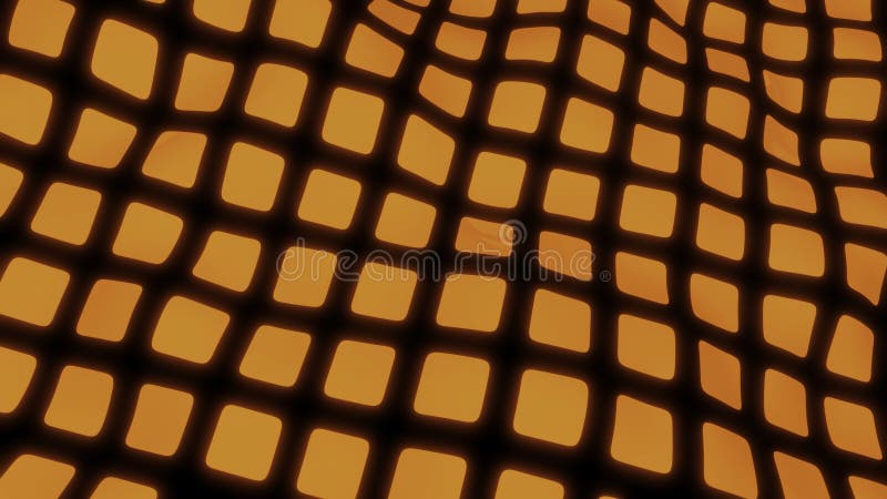 Abstract Grid Surface in Wavy Motion. Design. Squared Pattern of Golden ...