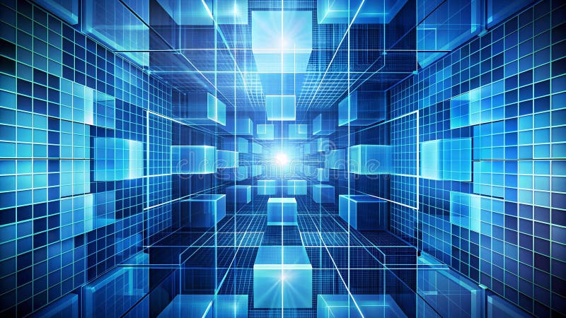 Abstract Grid Symphony in Azure Hues AI Generated Stock Photo - Image ...