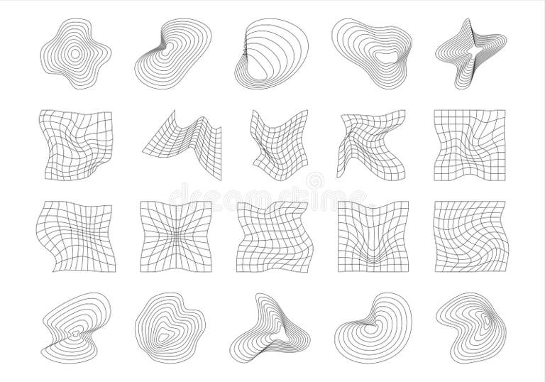 Abstract Grid Wireframe Element Collection Stock Vector - Illustration ...