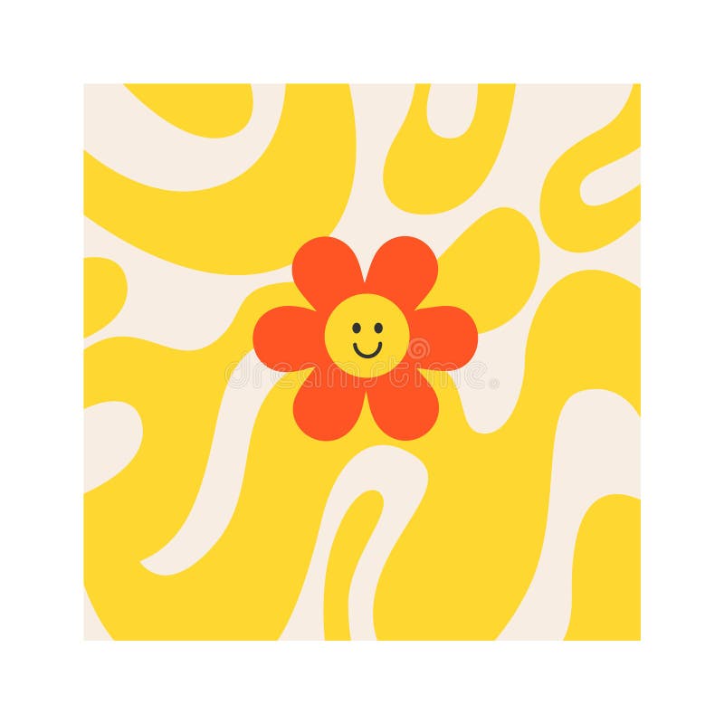 Abstract Groovy Flower Pattern Stock Vector - Illustration of floral ...