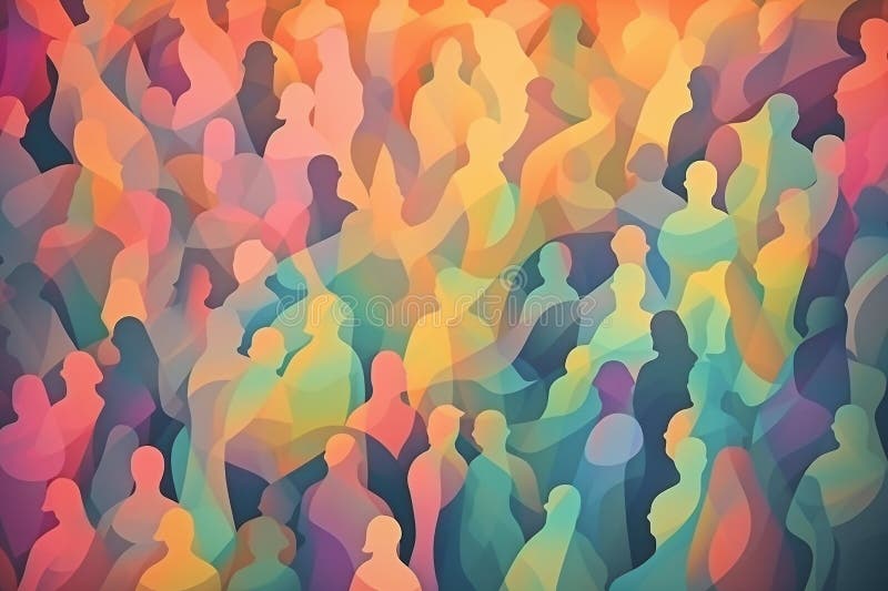 Abstract Group of Crowded Colorful People Illustration. Generative AI ...