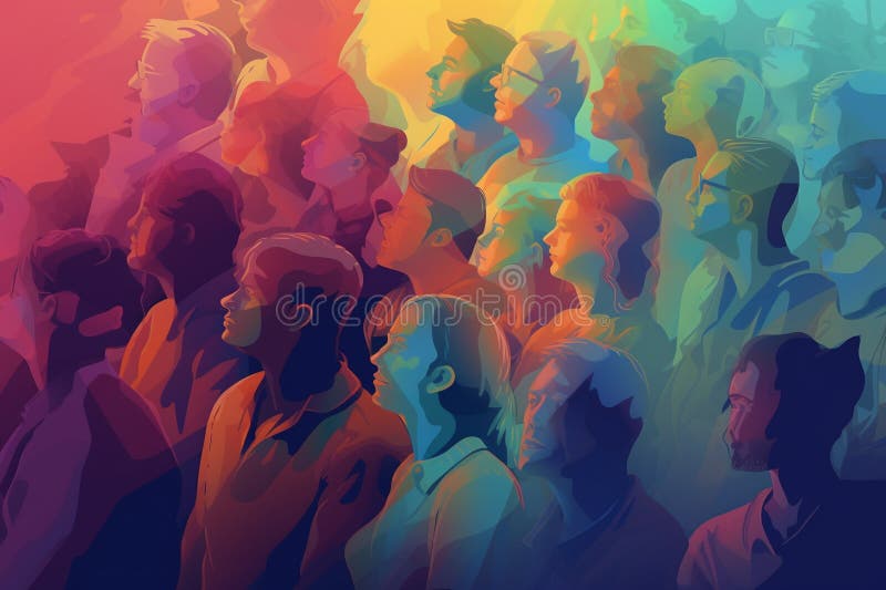 Abstract Group of Crowded Colorful People Illustration. Generative AI ...