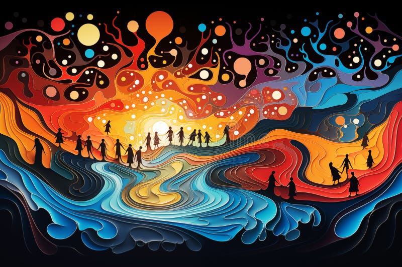 Abstract Group of Crowded Colorful People, Showing Diversity in ...