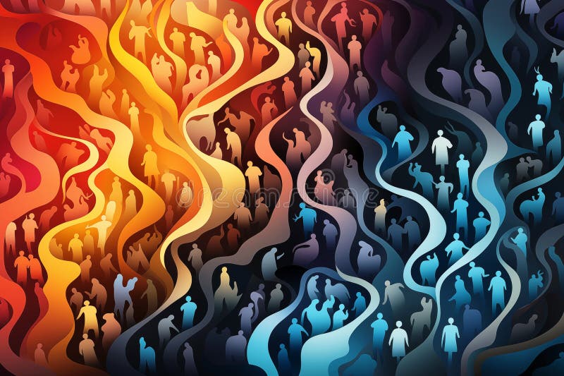 Abstract Group of Crowded Colorful People, Showing Diversity in ...