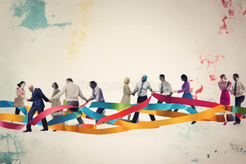 An Abstract Group of People Working Together To Untangle a Rope Problem ...