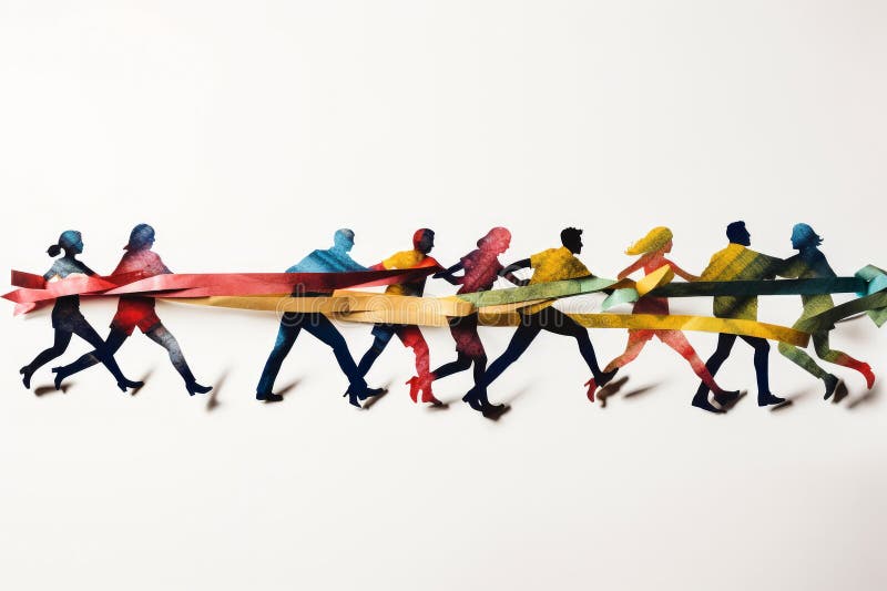 An Abstract Group of People Working Together To Untangle a Rope Problem ...