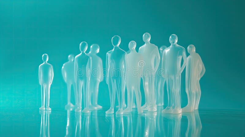 Abstract Group of Translucent Figures on Teal Background. Stock ...