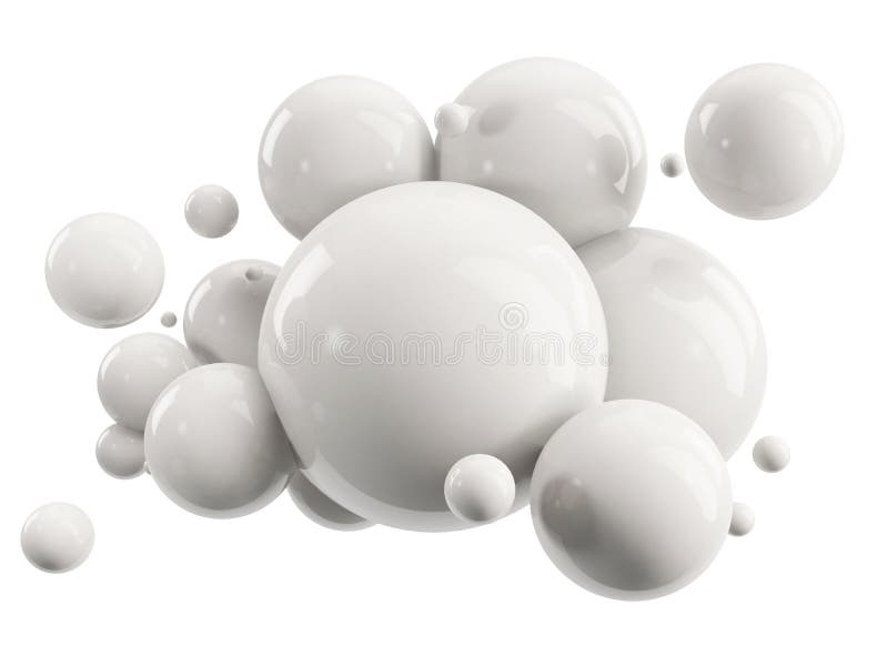 Empty spheres on white stock illustration. Illustration of particles ...