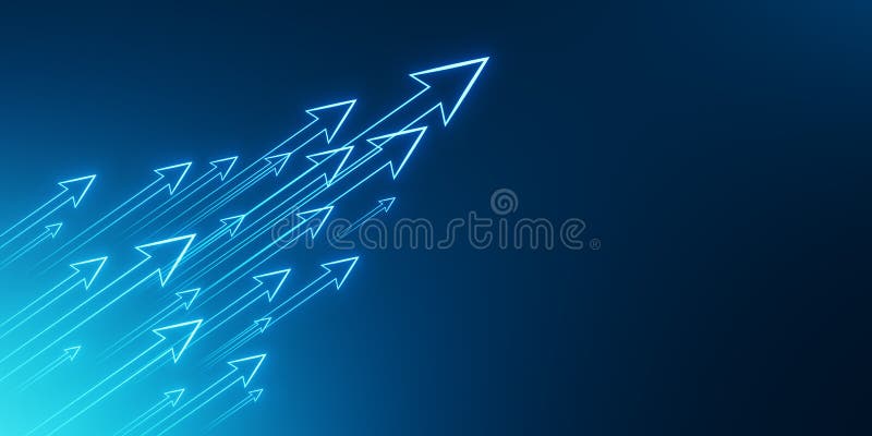Abstract Growing Arrows on Backdrop with Mock Up Place. Success ...