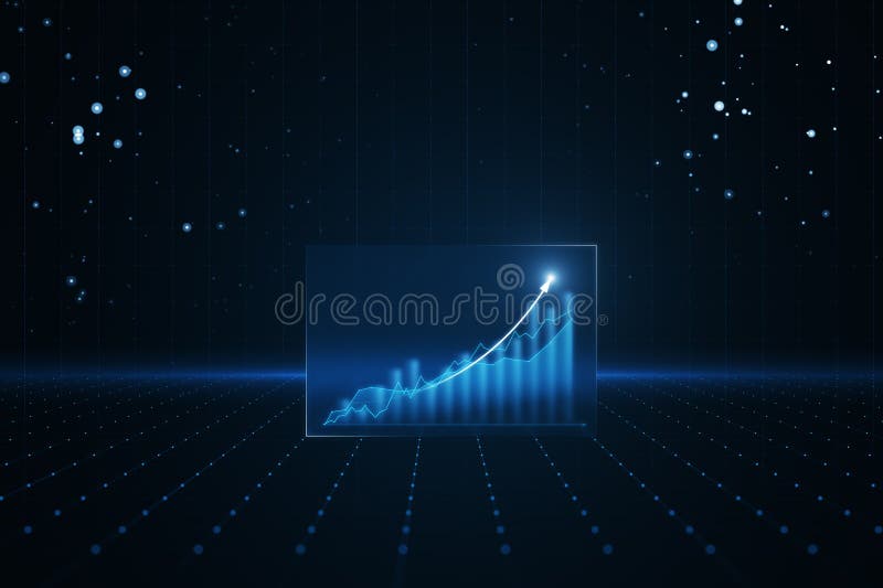 Growing Blue Business Chart on Background. Business Strategy ...