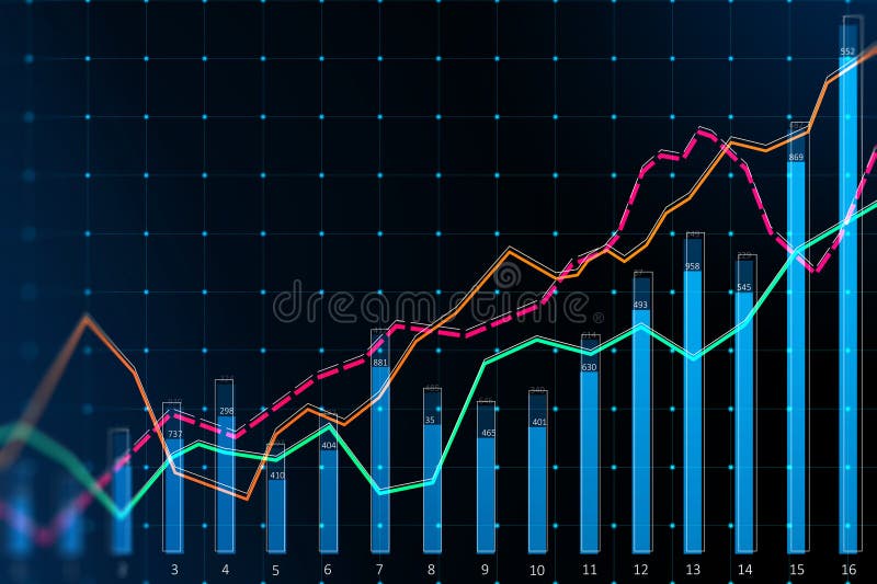 Abstract Business Chart Grid on Blurry Background. Corporate Growth ...