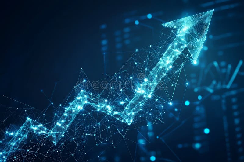 Abstract Growth Arrow on Blue Background Stock Illustration ...