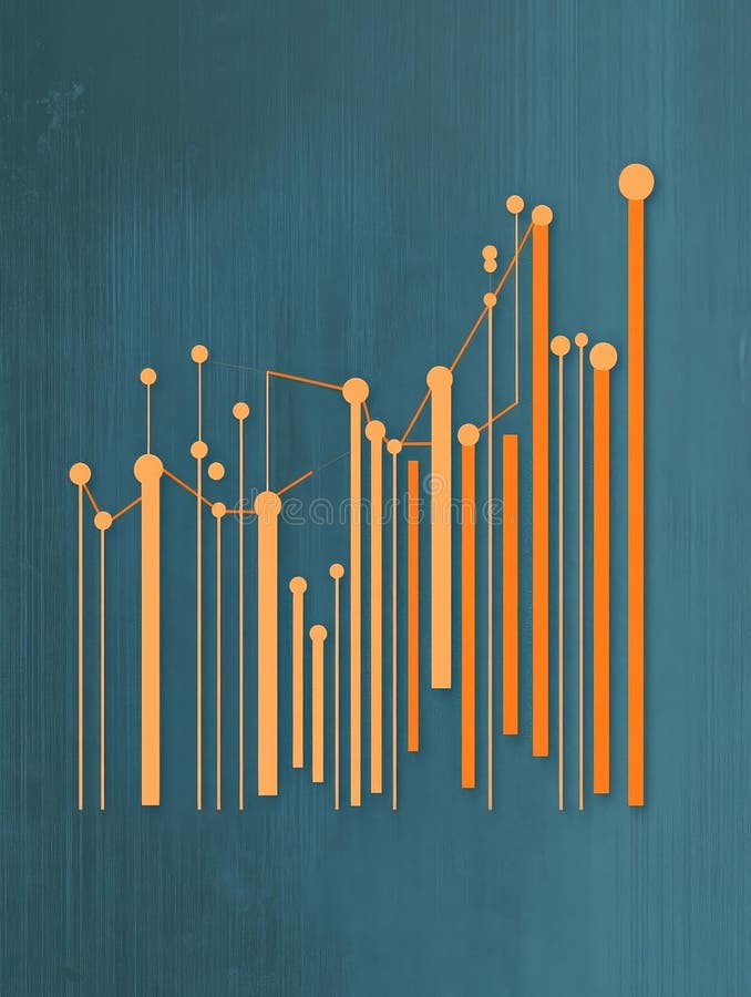 Abstract Growth Chart with Orange Lines on a Blue Background Stock ...