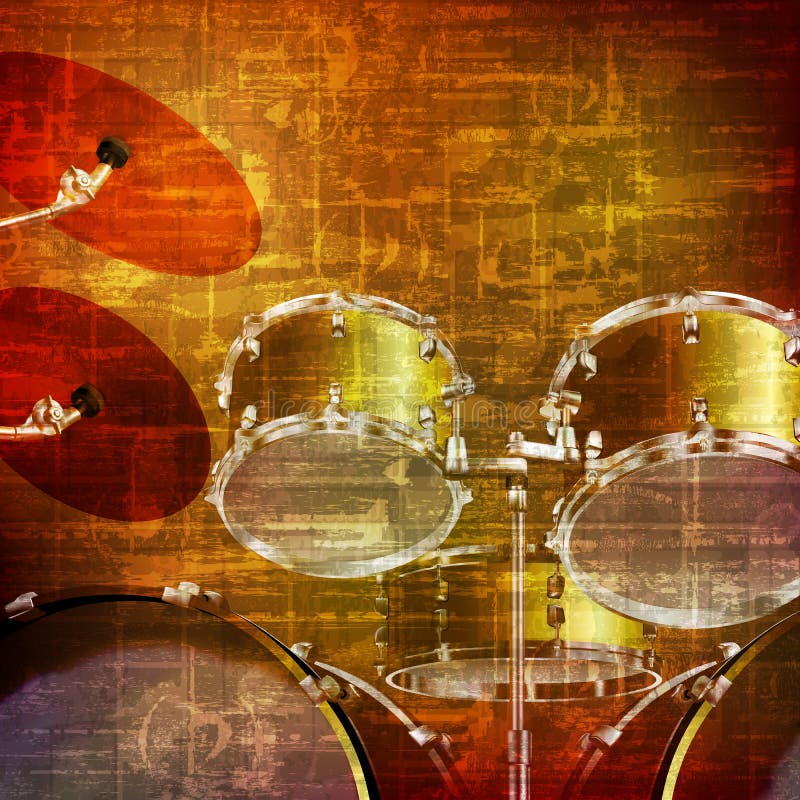 Abstract Grunge Background with Drum Kit Stock Vector - Illustration of ...