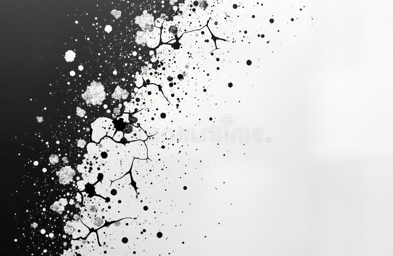 Abstract Grunge Background Features Black, White Ink Splatters, Cracks ...