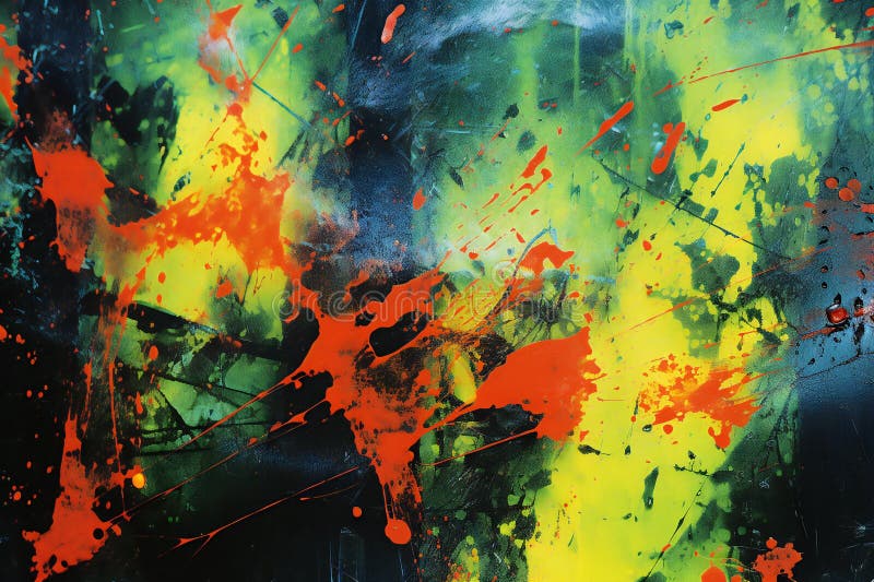 Abstract Grunge Background with Orange, Green and Black Splashes Stock ...
