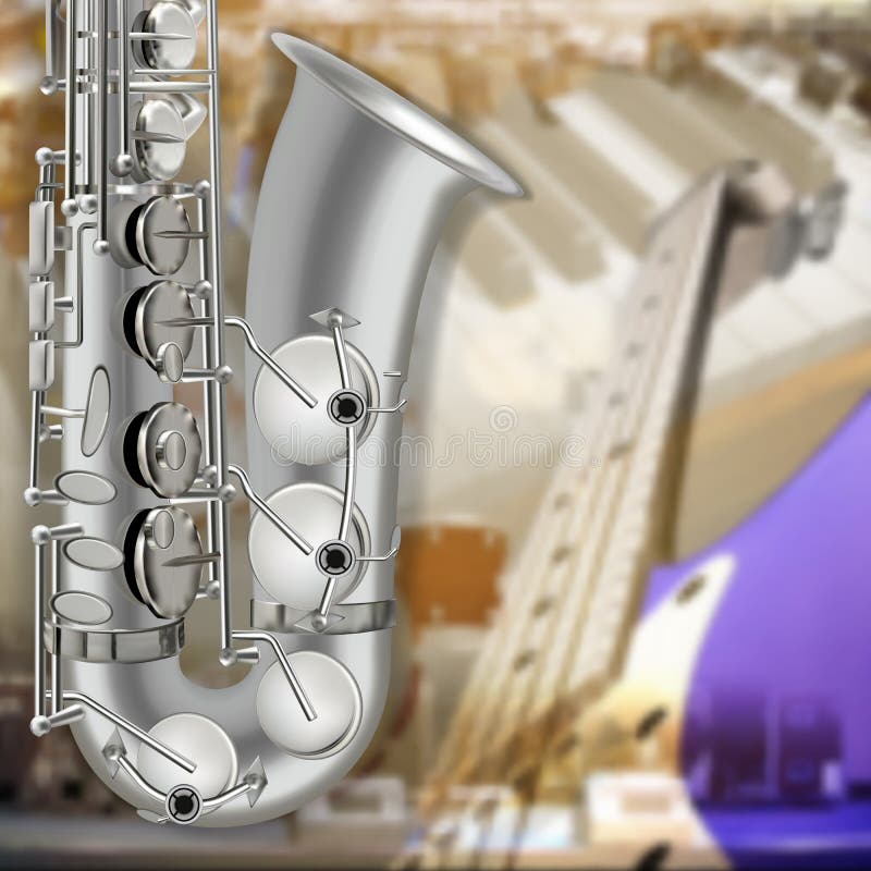Abstract Grunge Background Saxophone And Musical Instruments Stock ...