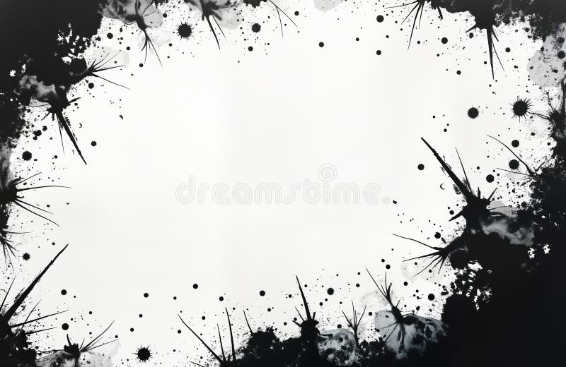 Abstract Grunge Black, White Design. Ink Splatters, Cracks Create ...