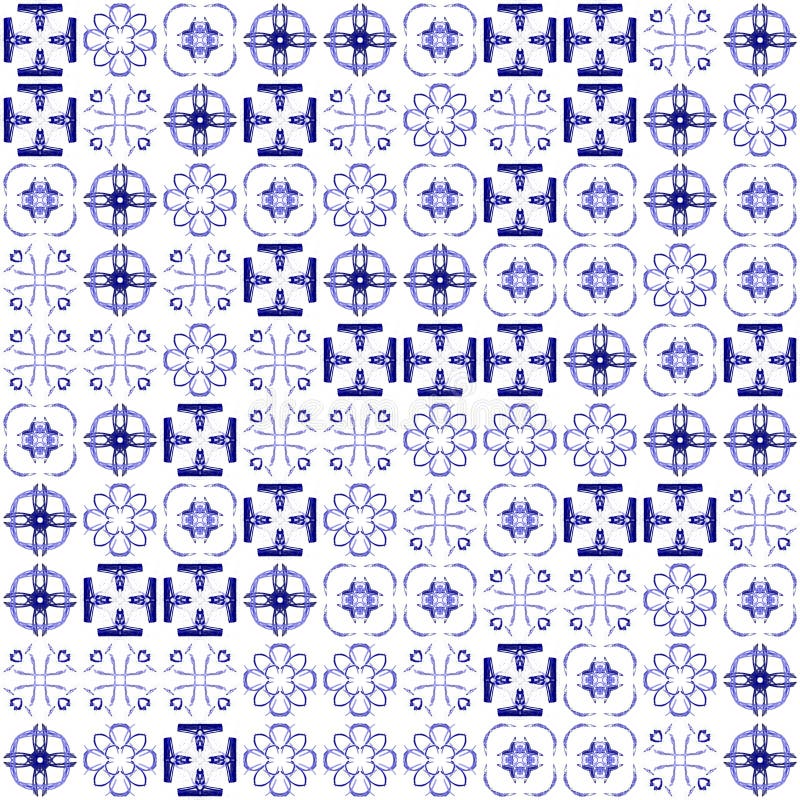 Abstract Grunge Blue Texture Fractal Patterns Stock Illustration ...