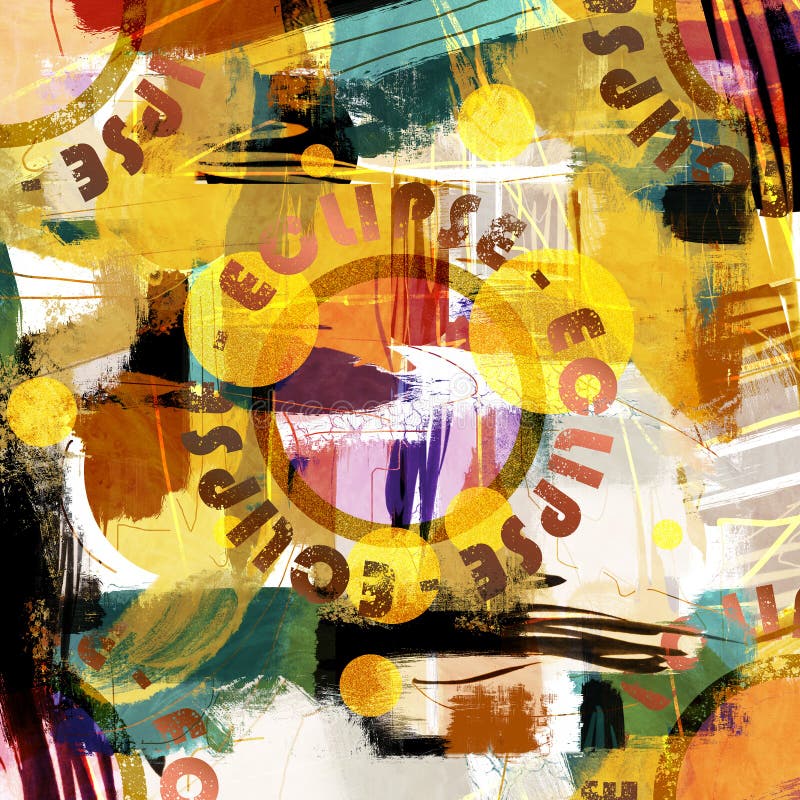 Abstract Grunge Collage with Eclipse Typography and Graphic Colorful ...
