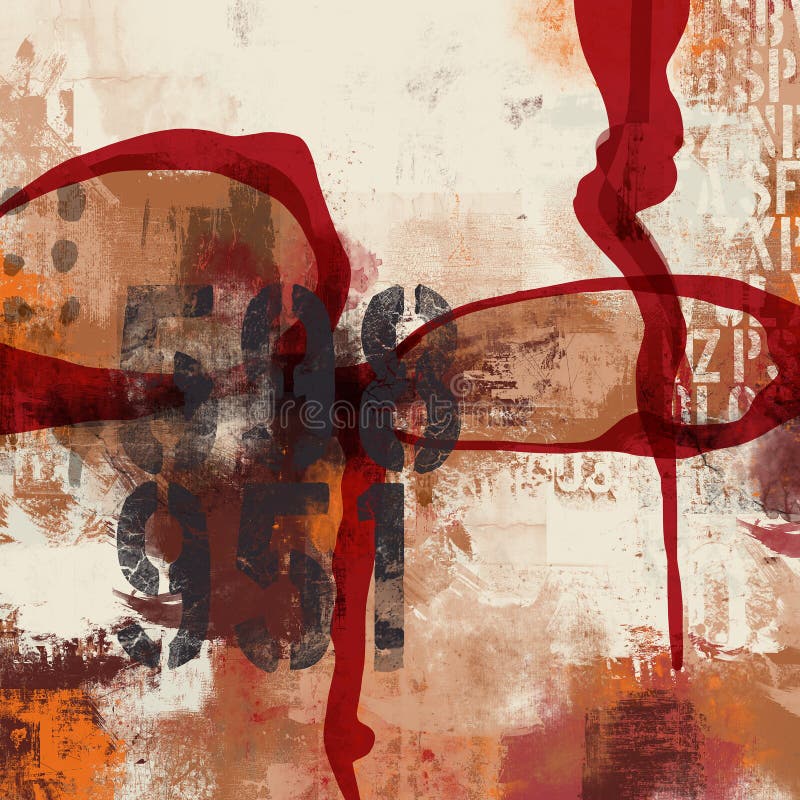 Abstract Grunge Collage with Typo Elements and Red and Brown Accents ...