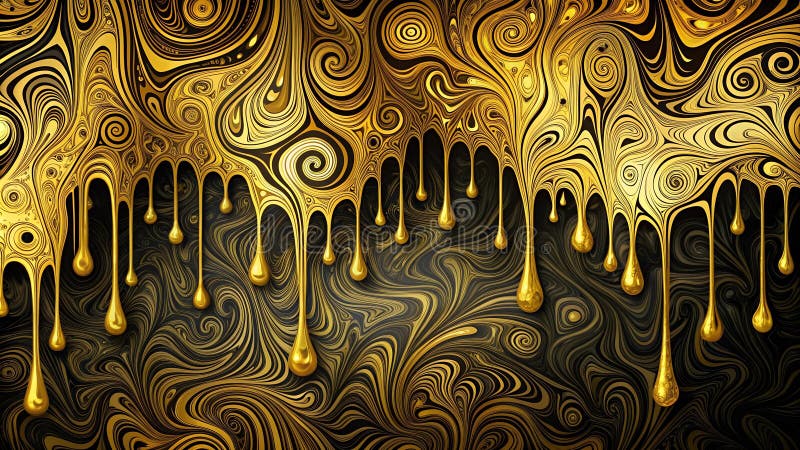 Abstract Grunge Gold and Black Drip Pattern Template Cosmic Swirls AI ...