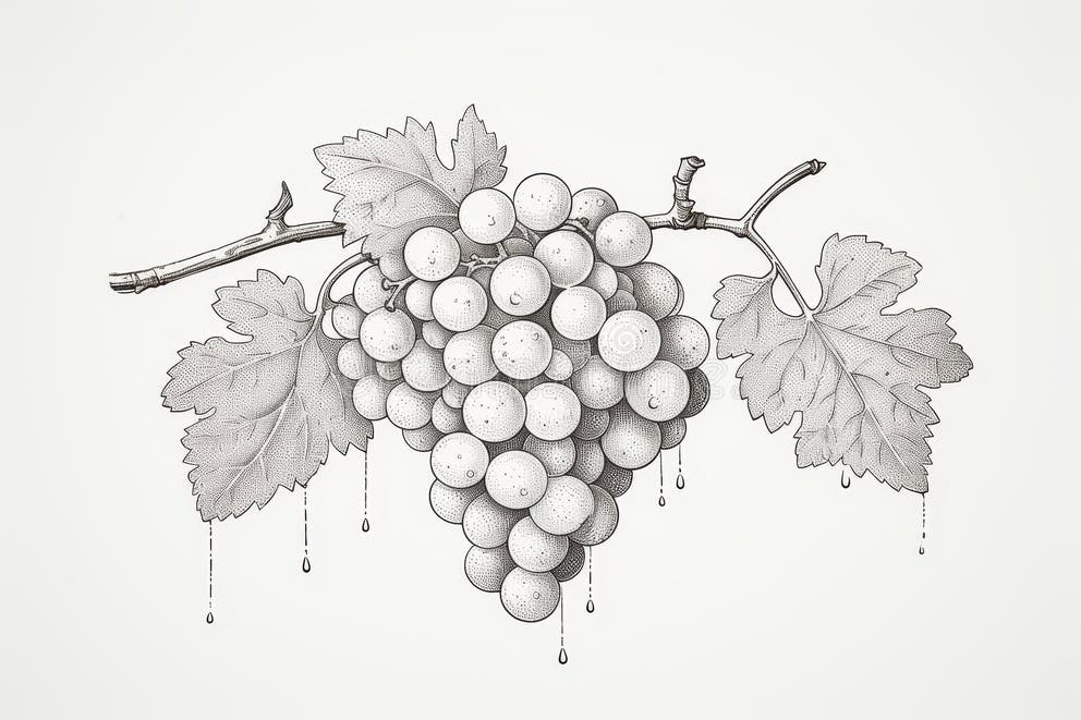 Abstract Grunge Illustration of a Grape Bunch with Dotted Texture on a ...