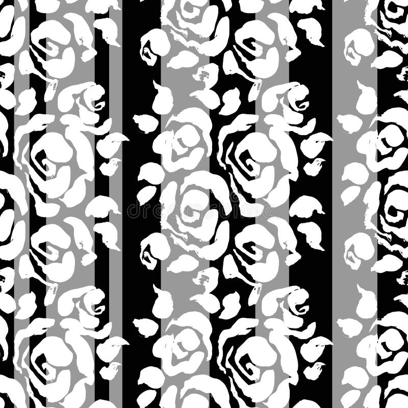 Abstract Grunge Ink Seamless Flower Background. Roses Pink Brush ...