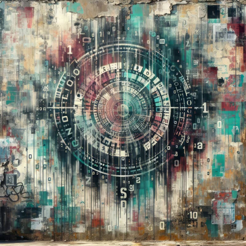 Abstract Grunge with Matrix Code Graffiti a Texture of a Grungy Stock ...